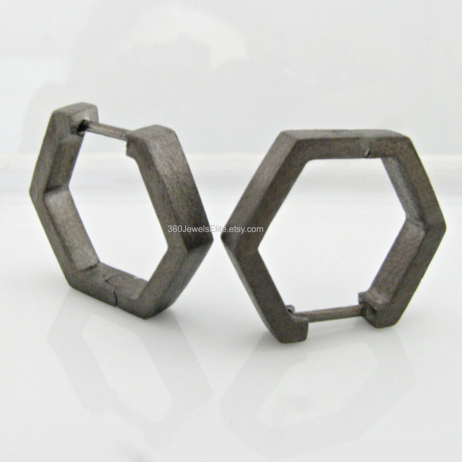 Hexagon Hoops for Men Extra Large Geometric Hoops Black - Etsy