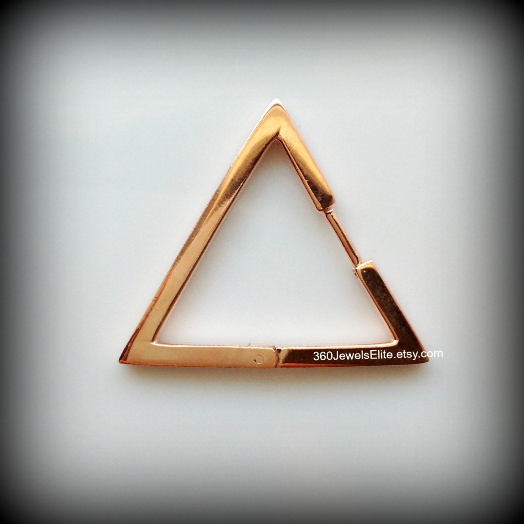 Triangle Hoop Earring for Men - Large Hoops - Rose Gold Plated Triangle ...