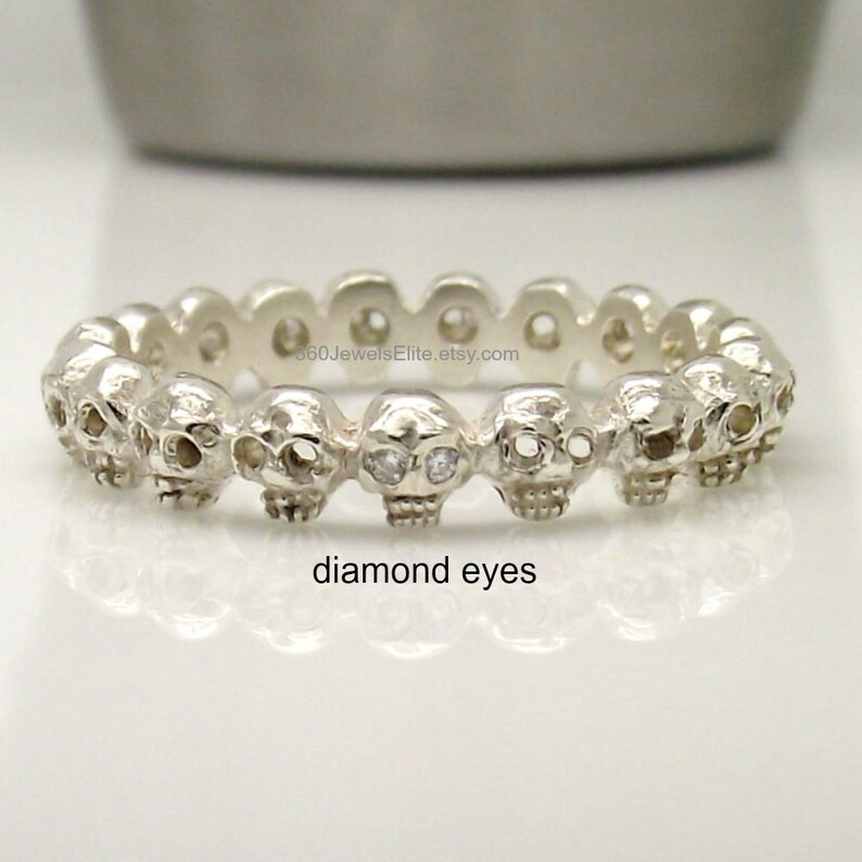 Gemstone Skull Eyes Eternity Stack Ring Alternative Wedding - Etsy