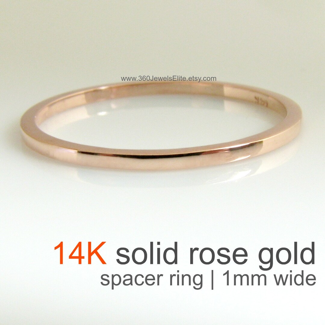 Thin Solid Rose Gold Ring, Gold Spacer Ring, Rose Gold Flat Ring, Ring ...