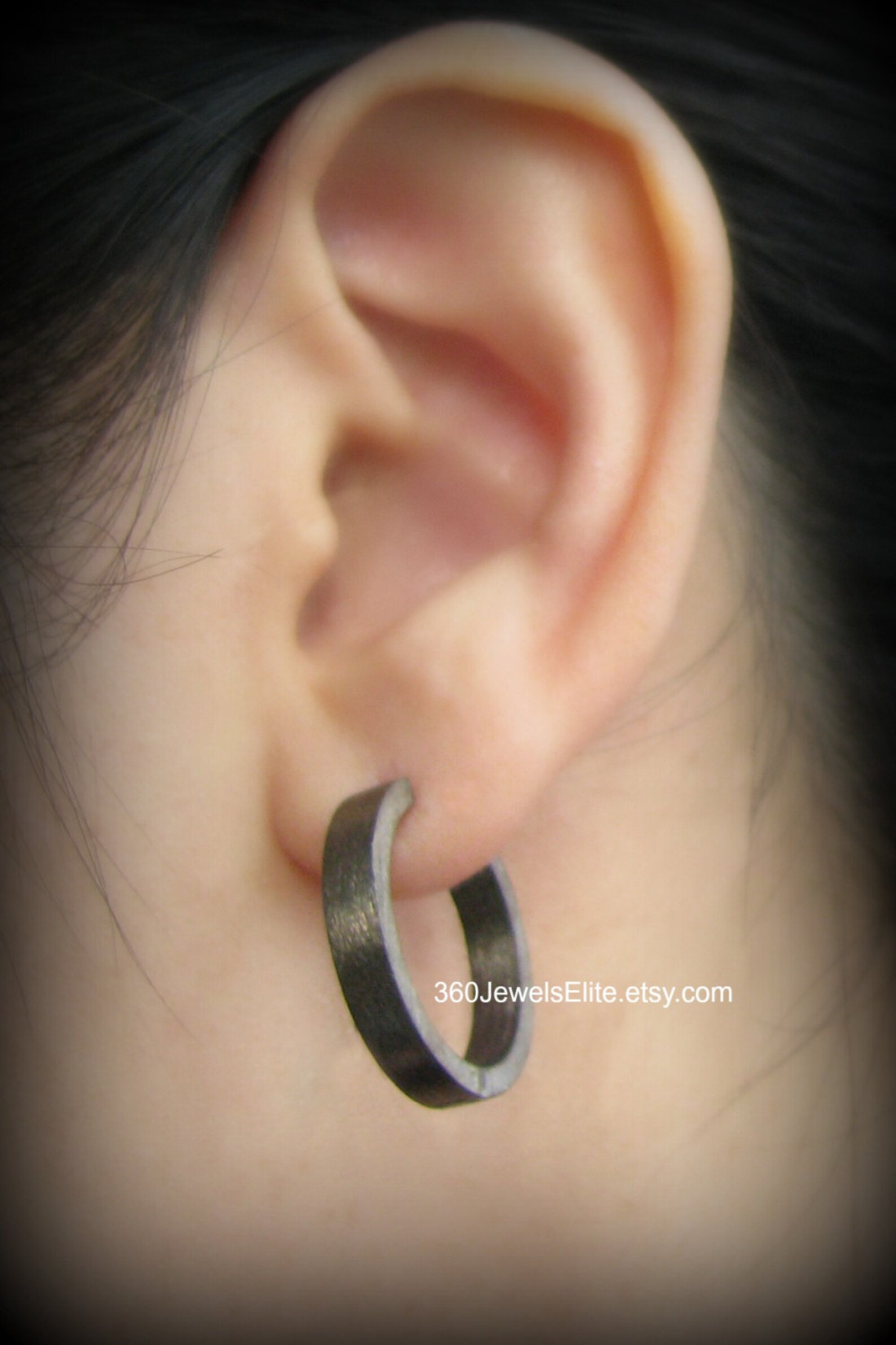 Big Hoops Extra Large Black Plated Hoop Earrings for Men - Etsy