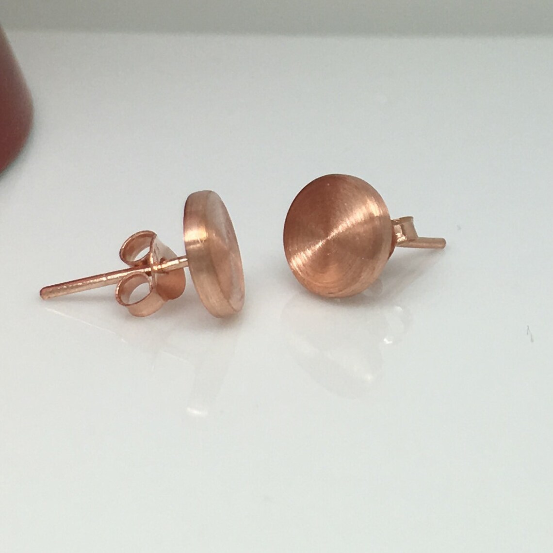 Rose Gold Stud Earrings, Industrial Rust Men's Earrings, Rose Gold ...