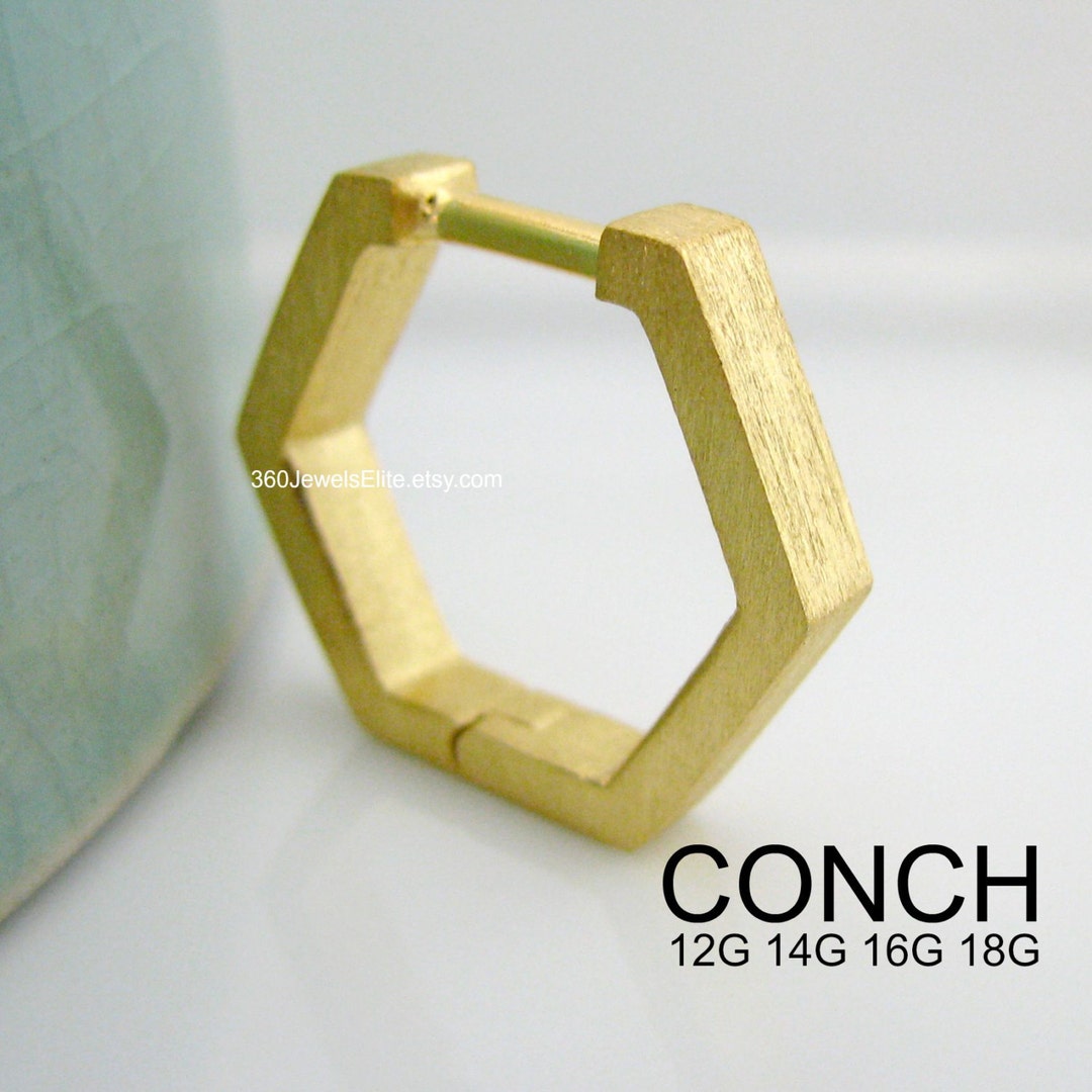 Extra Large Single Conch Hexagon Gauge Piercing Earring - Etsy Male ...
