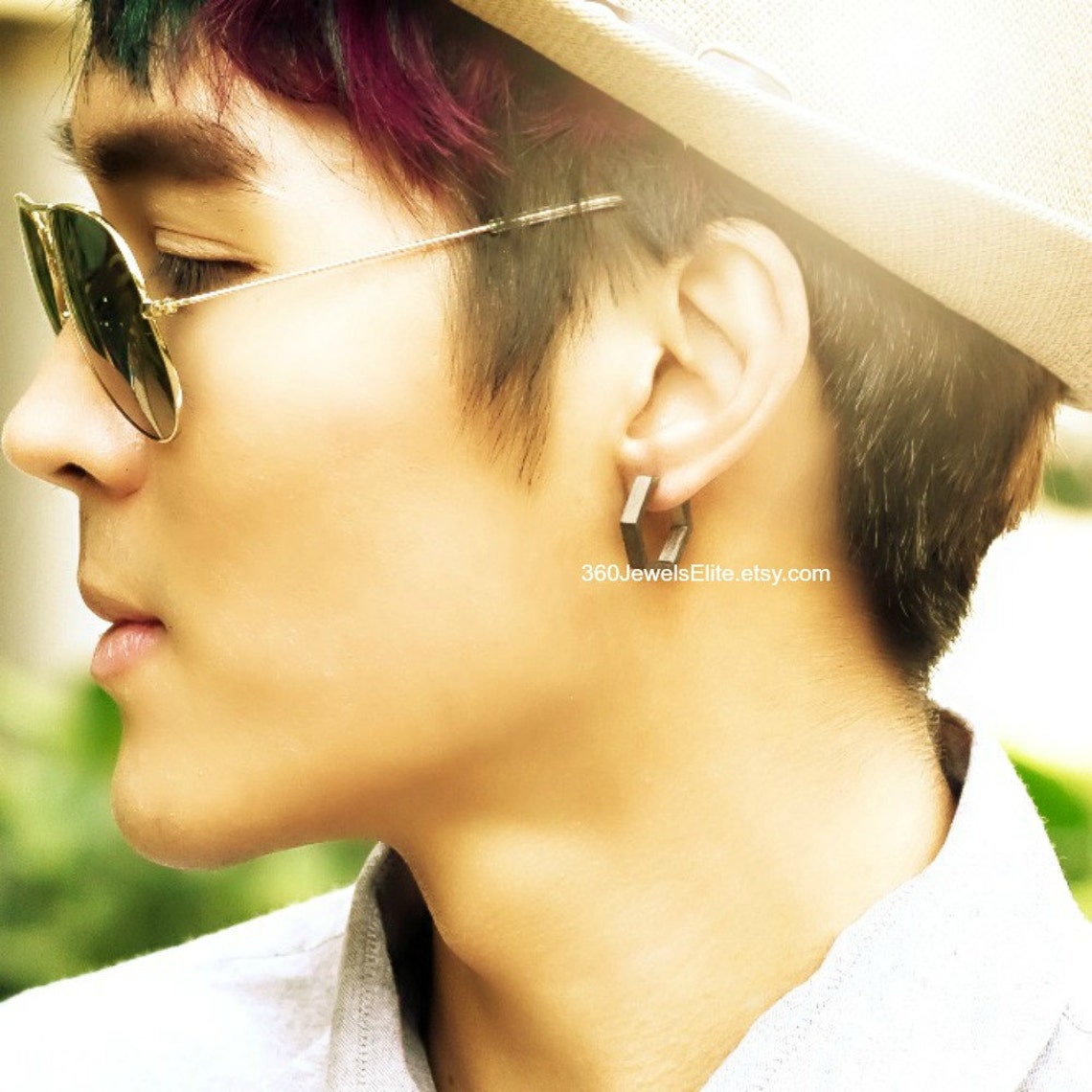 Hexagon Hoops For Men Extra Large Geometric Hoops Black | Etsy