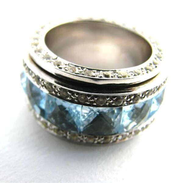Spinner Ring Blue Topaz Extra Large Eternity Ring December - Etsy