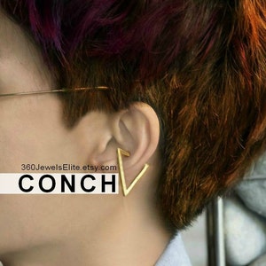 14 Gauge Conch Earring, Cartilage Earring, Men's Hoop Earrings ...