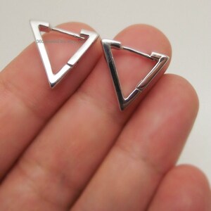 14 Gauge Men's Earrings, Prism Triangle Hoop Earrings, Silver Gauged ...
