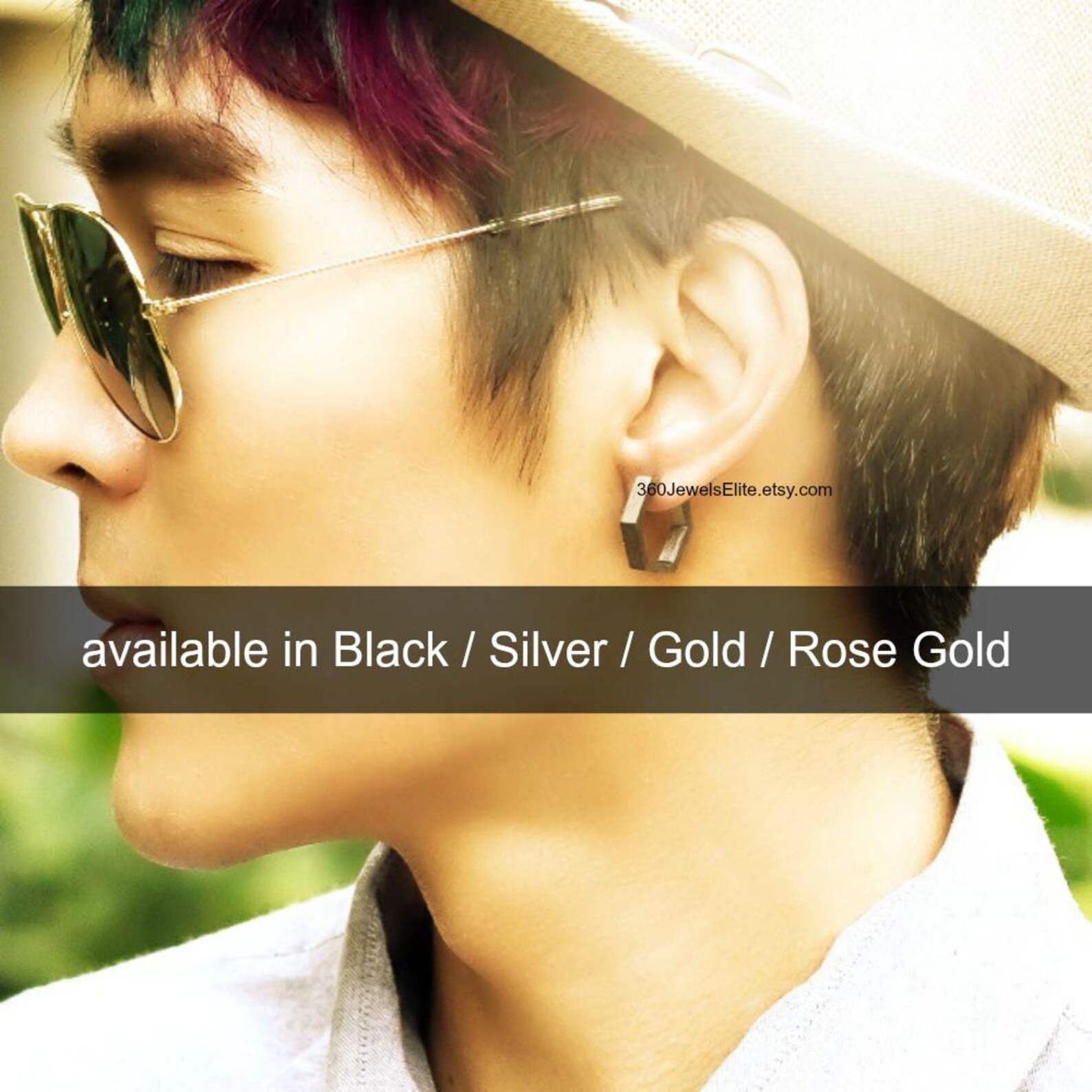 Gauge earring geometric hexagon hoop earrings men's hoop | Etsy