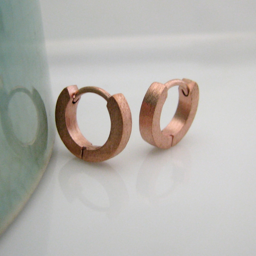 Men's Hoop Earrings, Rusted Copper Hoops, Rose Gold Hoop Earrings for ...