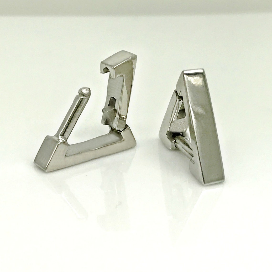12 Gauge Cartilage Earring, 12G Triangle Hoop Earrings, Men's Hoop ...