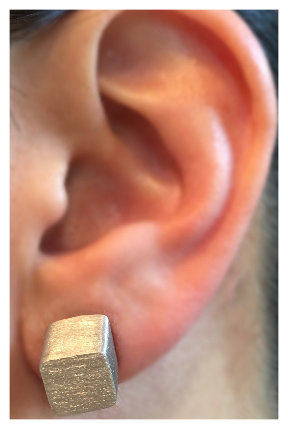 Silver cube front back earrings double sided earrings ear | Etsy