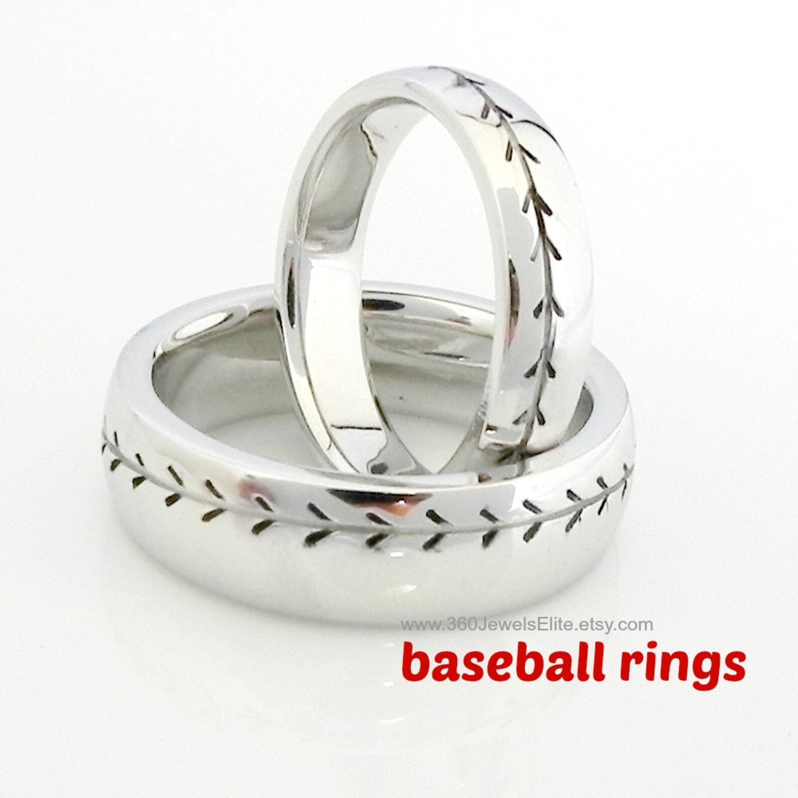 Baseball Design Ring With Comfort Fit Feature Domed Rounded Edge ...