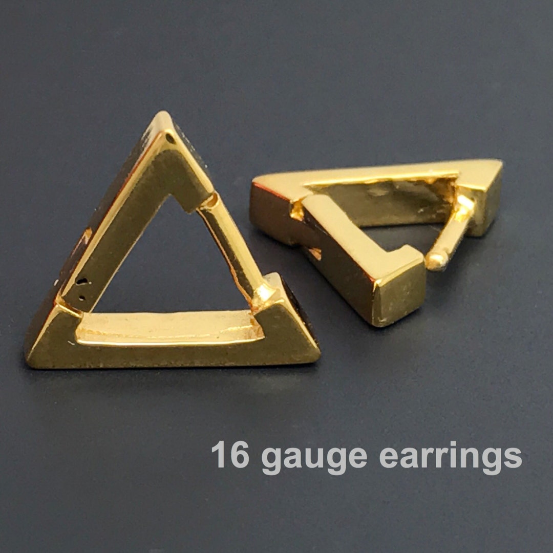 16 Gauge Hoop Earrings, 16G Gauged Cartilage Hoop Earrings, Triangle ...
