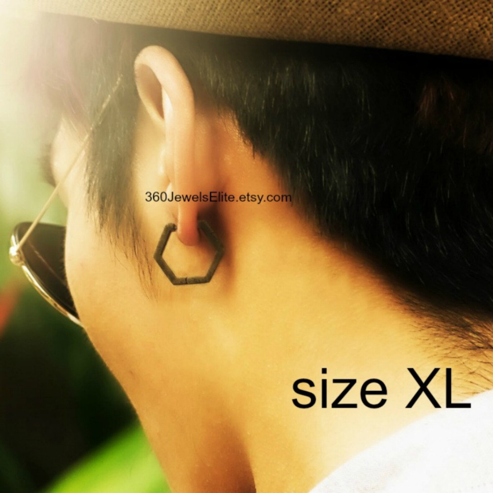 Hexagon Hoops for Men Extra Large Geometric Hoops Black - Etsy