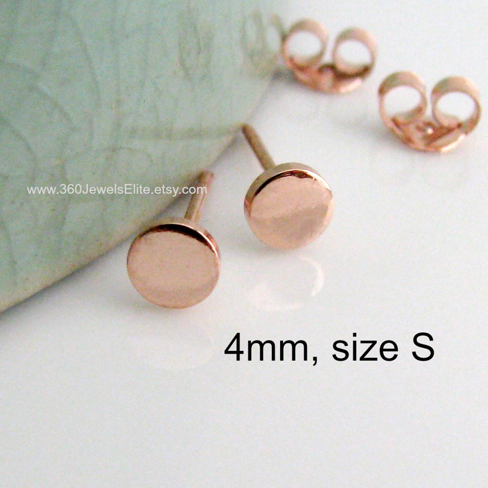Round Stud Earrings - Polished 18K Rose Gold Over Sterling Silver ...