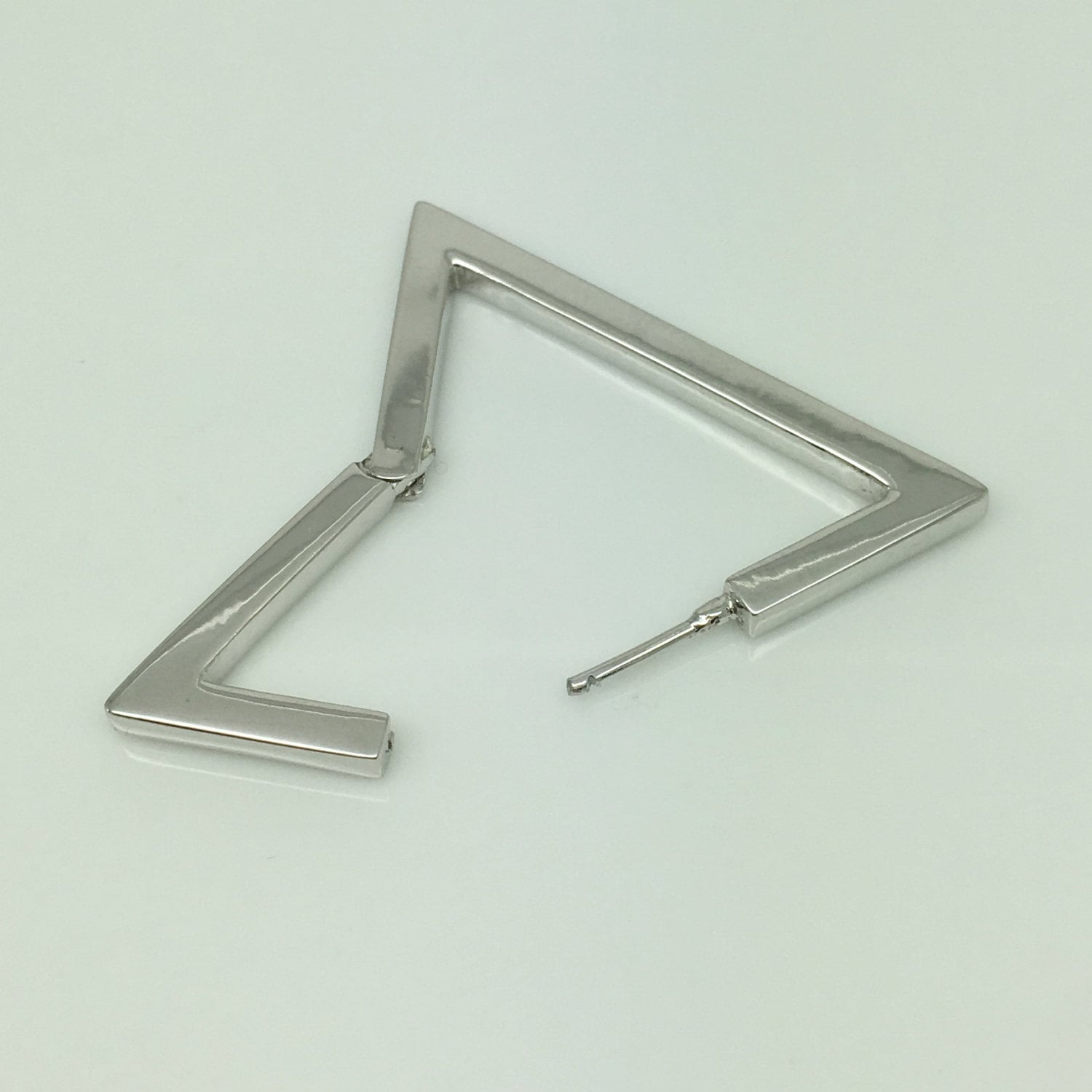 Polished Sterling Silver Triangle Hoop Earring, Men's Hoop Earrings ...