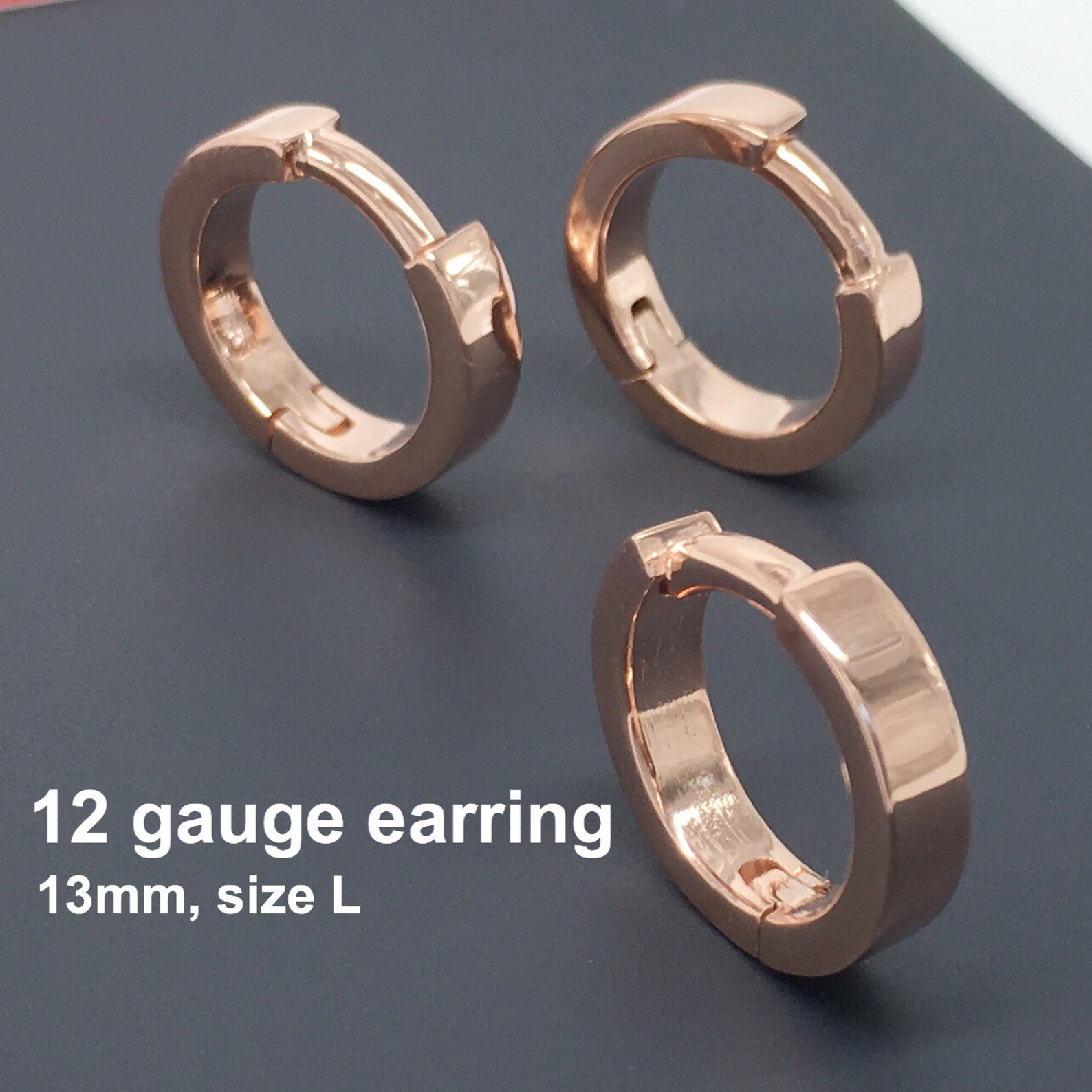 12 Gauge Rose Gold Hoop Earrings 12G Men's Earrings | Etsy