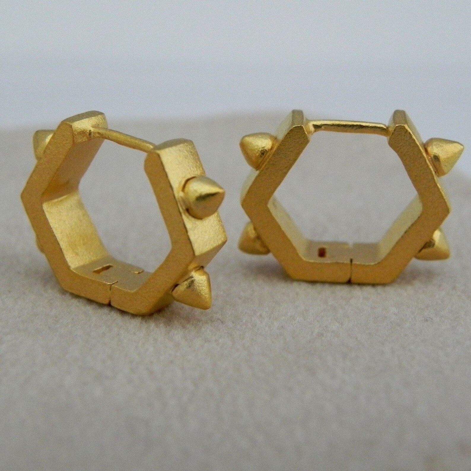 Gold Hexagon Hoop Earrings Sterling Silver Men's - Etsy