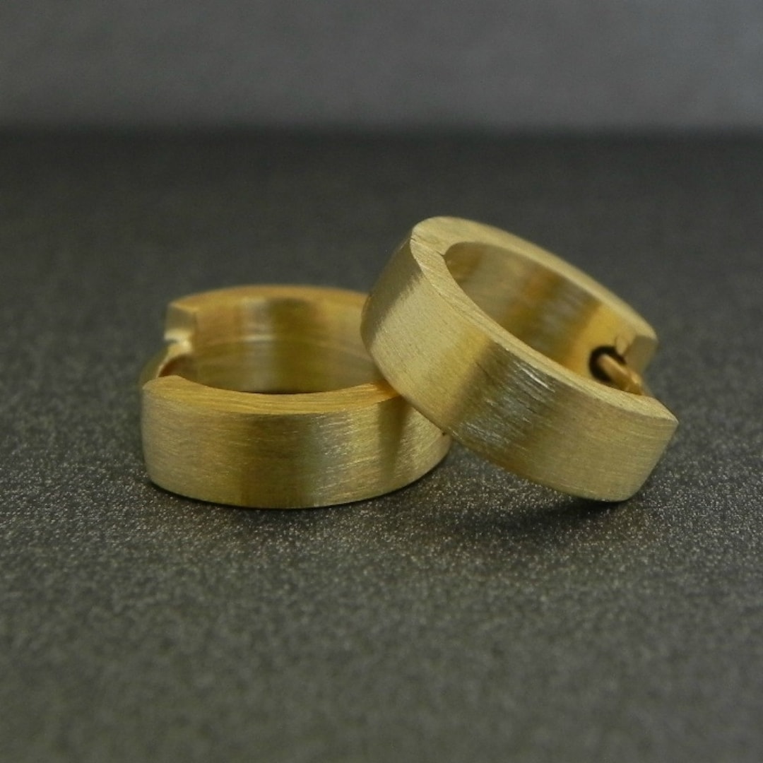 Men's Hoop Earrings, Matte Gold Hoop Earrings for Men, Gold Hoop ...