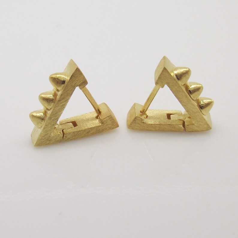 Men's hoop earrings 24K gold plated triangle hoop | Etsy