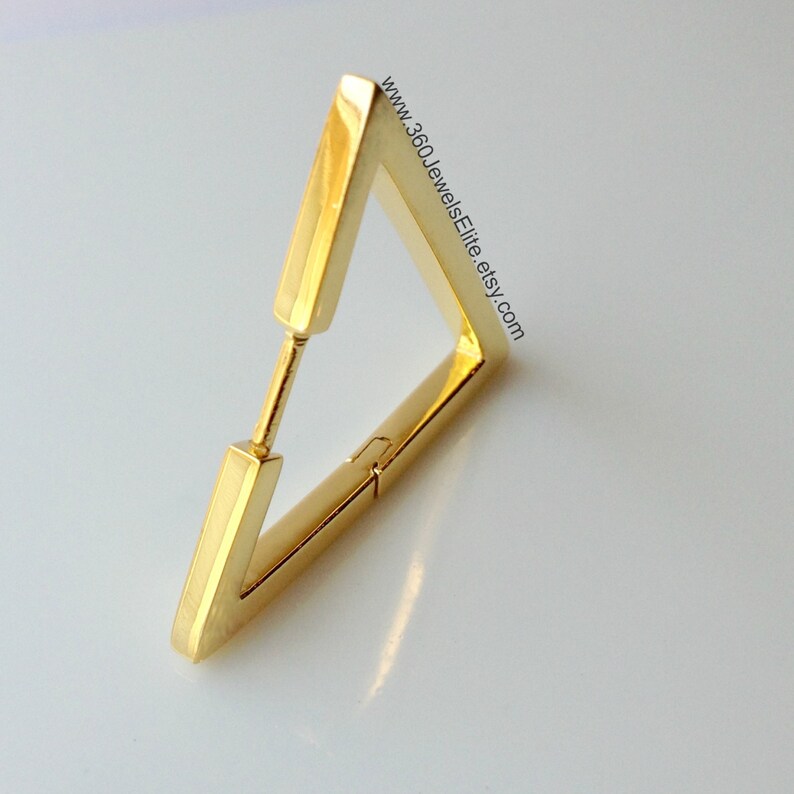 Gauge Conch Piercing Mens Earring Triangle Gold Plated Over - Etsy