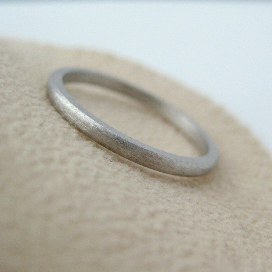 14K Solid White Gold Wedding Band Matte 1.5mm Flat Square | Etsy