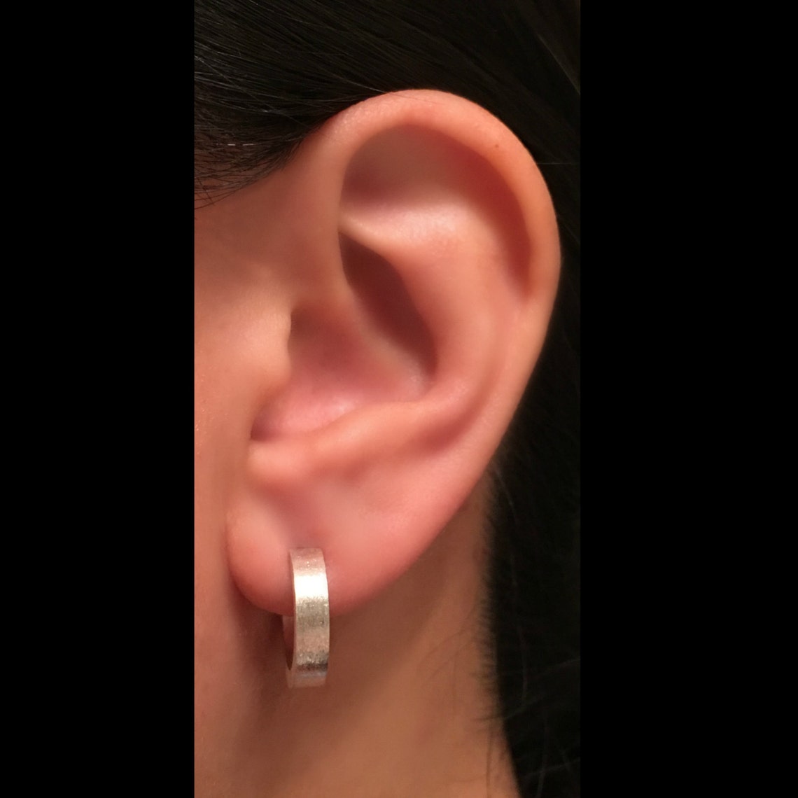 14 Gauge Silver Hoop Earrings Men's Gauged Earrings 14G | Etsy