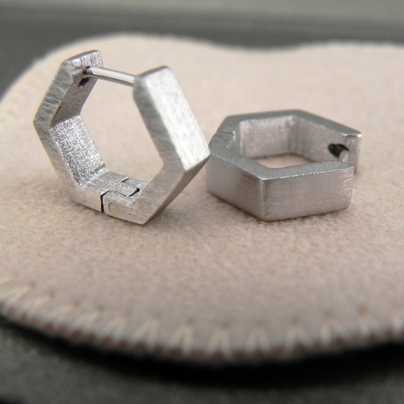 Polar Ice Hex Hoop Earrings, Men's Hoop Earrings, Hexagon Hoop Earrings ...