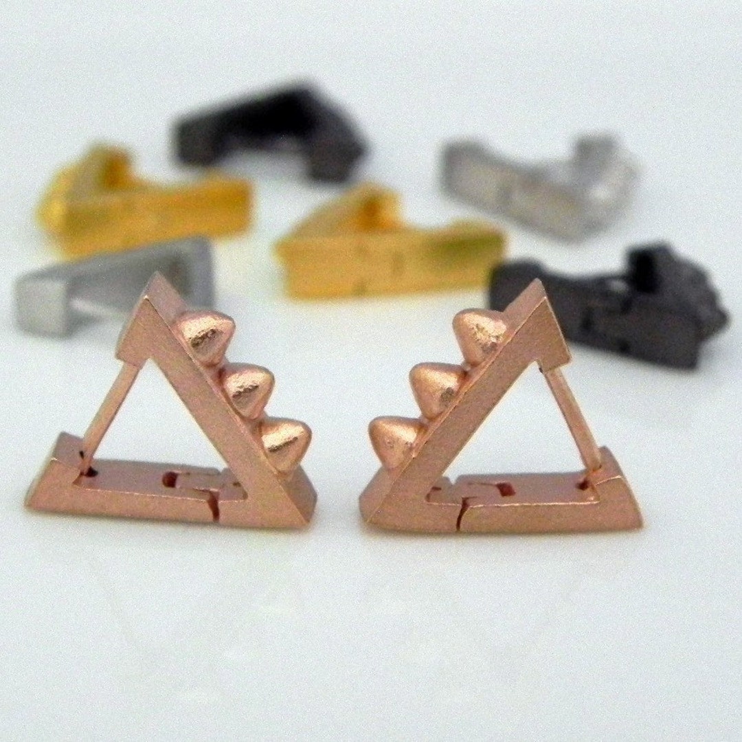 Hoop Earrings, Rose Thorn Spike Triangle Hoop Earrings, Small Hoop ...