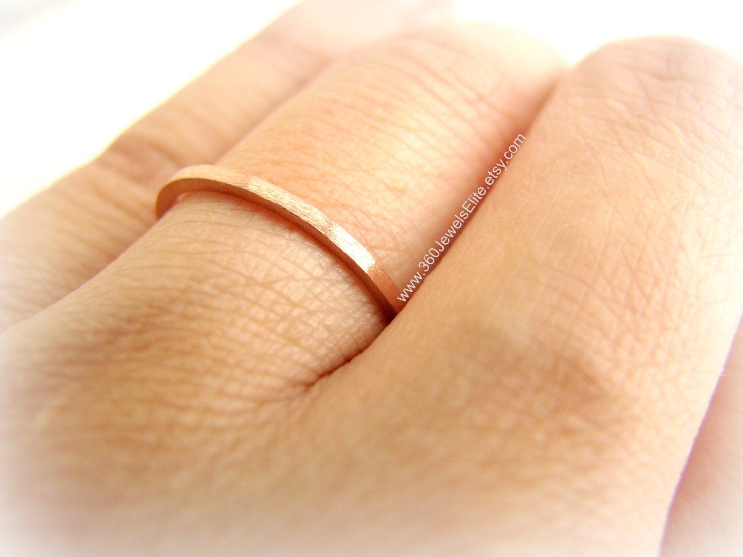 1mm Tiny 14K Solid Rose Gold Wedding Band in Brushed Finish | Etsy