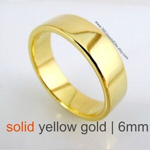 6mm Solid 14K Yellow Gold Wedding Band - Flat Tube Square Ring ...