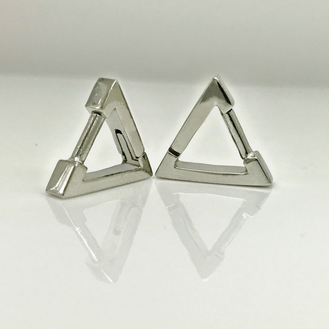 12 Gauge Cartilage Earring, 12G Triangle Hoop Earrings, Men's Hoop ...