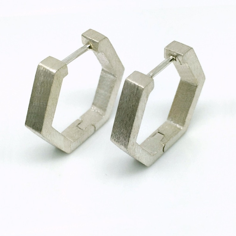 18 gauge hoop earrings men's gauged hexagon hoop | Etsy