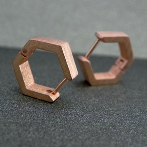 Rusted Bolt Nut Hexagon Hoop Earrings, Mens Hoop Earrings, Geometric ...
