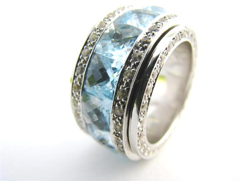 Spinner Ring Blue Topaz Extra Large Eternity Ring December - Etsy