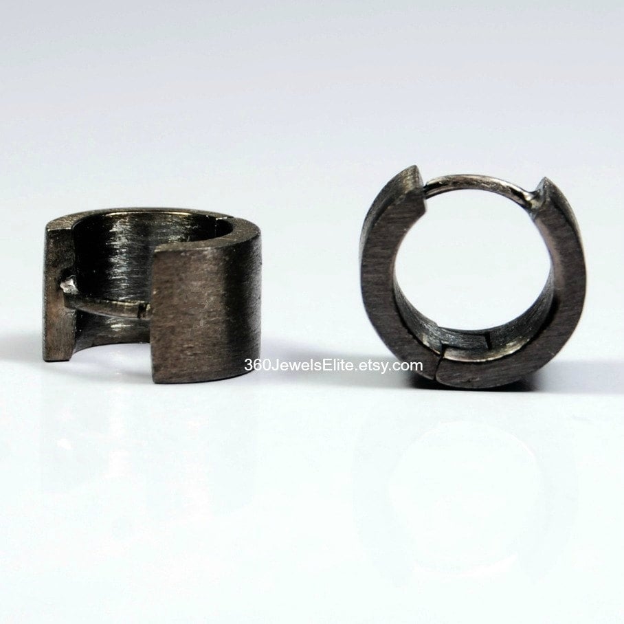 Iron ore hoop earrings mens earrings gauged earrings gauge | Etsy