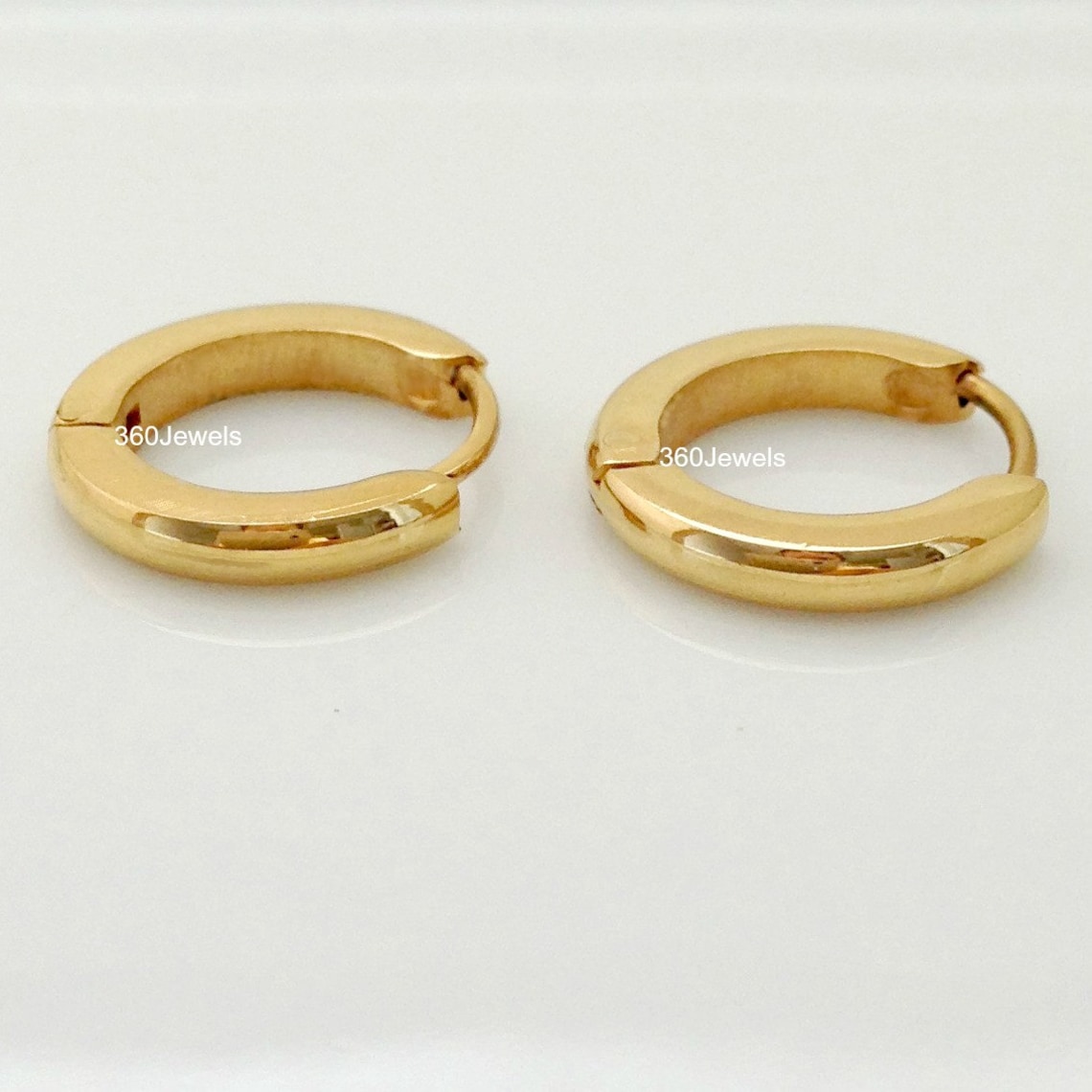 Men's Earrings, 14K Real Solid Yellow Gold Mens Earrings Hoop, Huggie ...