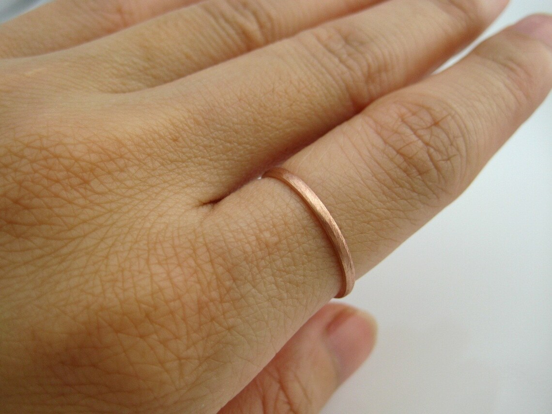 Solid Rose Gold Wedding Band Brushed Matte Flat Square 1.5mm - Etsy