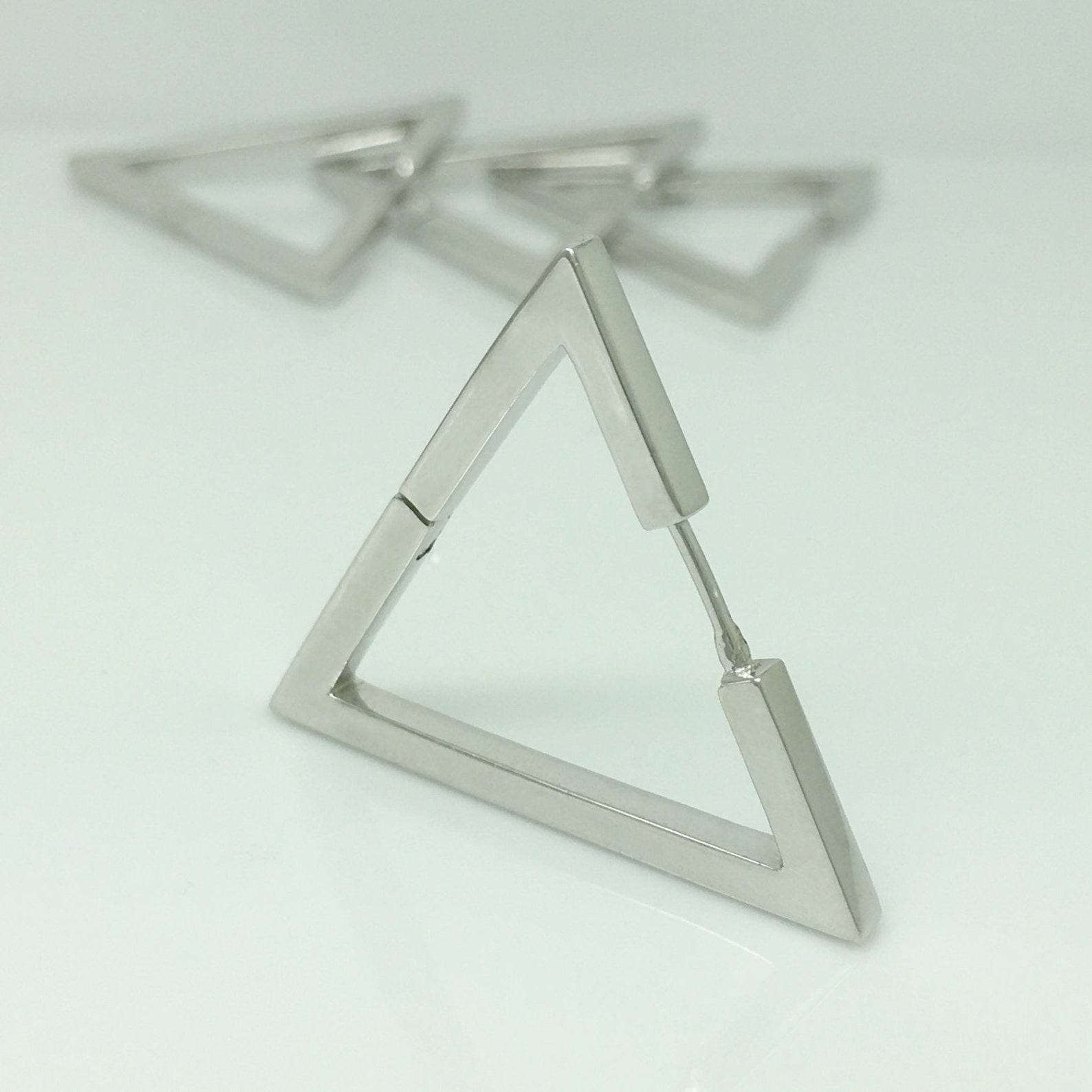 Polished Sterling Silver Triangle Hoop Earring, Men's Hoop Earrings ...