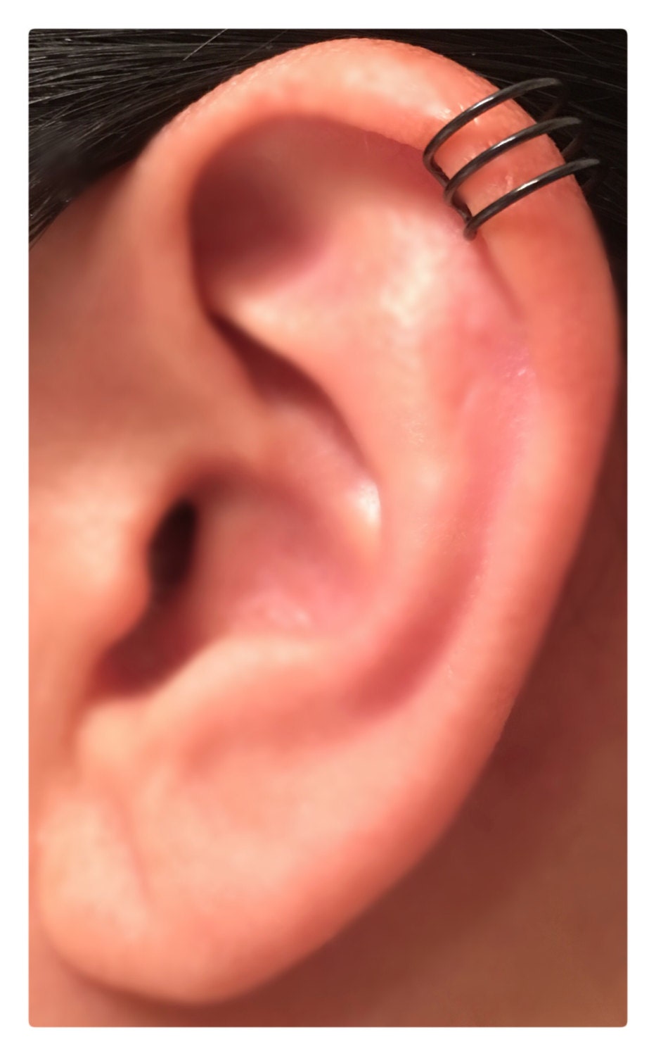 Troika bar ear cuff men's ear cuff black gold ear wrap | Etsy