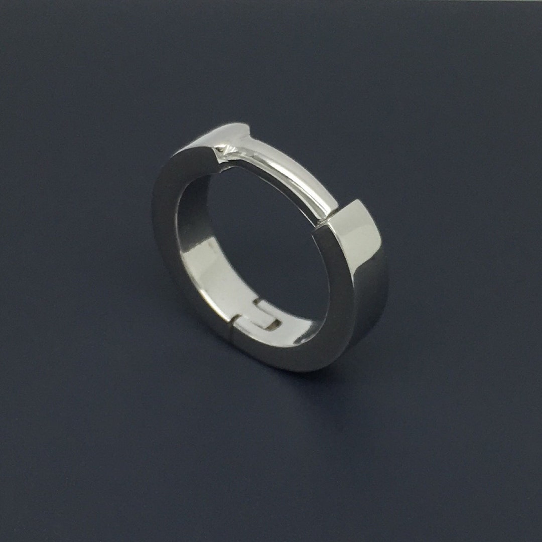 12 Gauge Silver Hoop Earrings, 12G Men's Earrings, Gauged Hoop Earrings ...