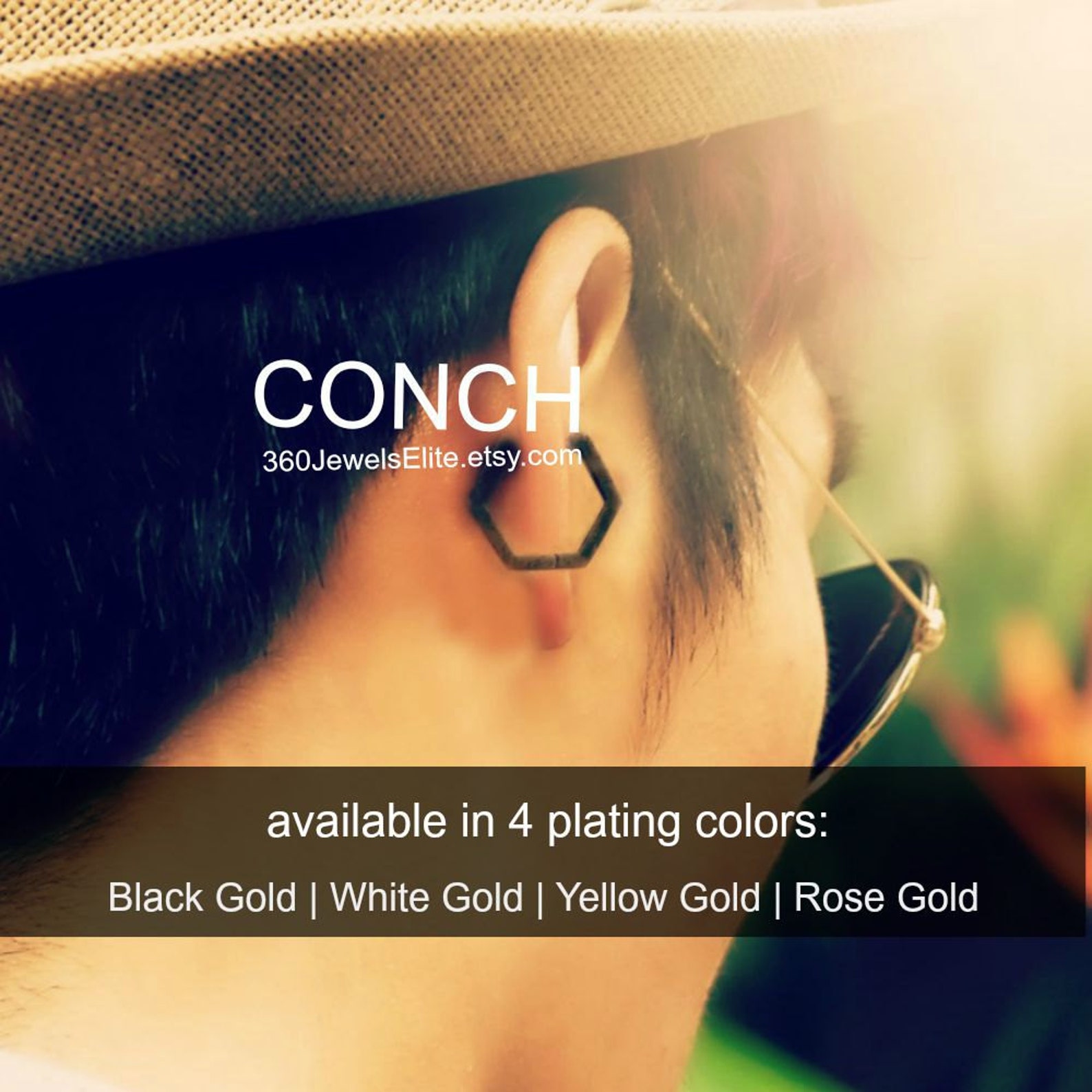 Conch Piercing Earring, Hexagon Mens Earring, Silver Earring, Etsy ...