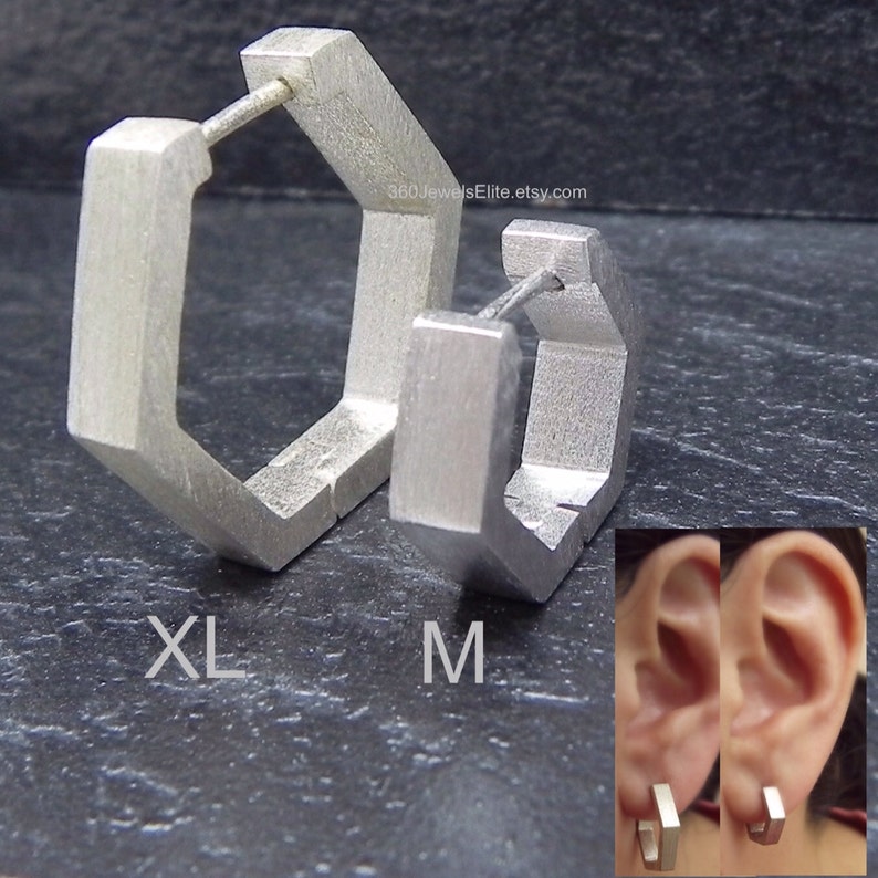 Polar Ice Hex Hoop Earrings Men's Hoop Earrings Hexagon - Etsy
