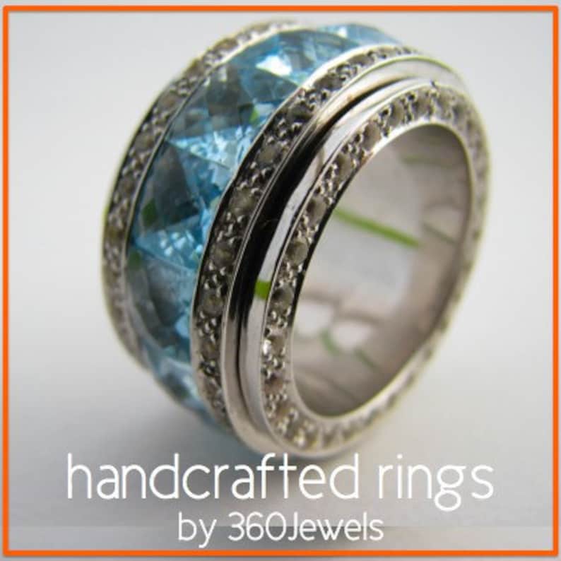 Spinner Ring Blue Topaz Extra Large Eternity Ring December - Etsy