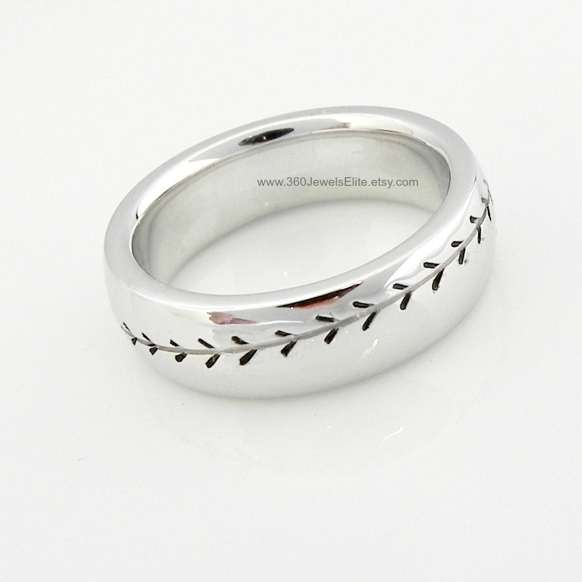 Baseball Design Ring With Comfort Fit Feature Domed Rounded - Etsy