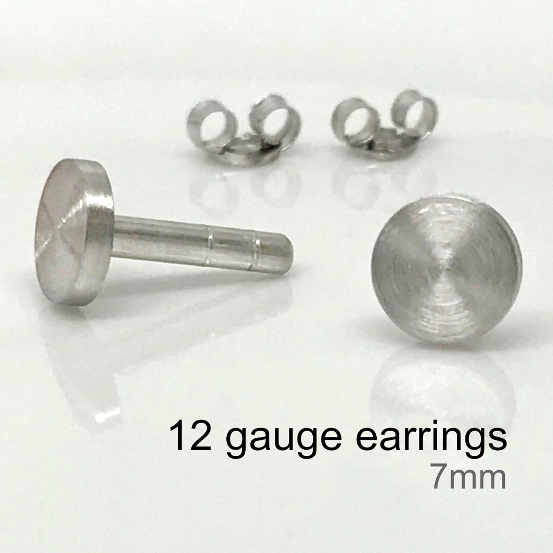 12 Gauge Silver Stud Earrings, Men's Stud Earrings, Sterling Silver ...