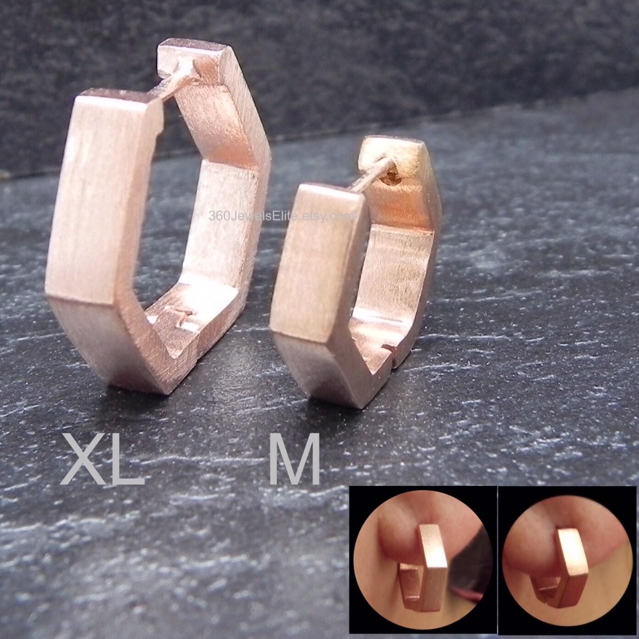 Rusted Bolt Nut Hexagon Hoop Earrings, Mens Hoop Earrings, Geometric ...