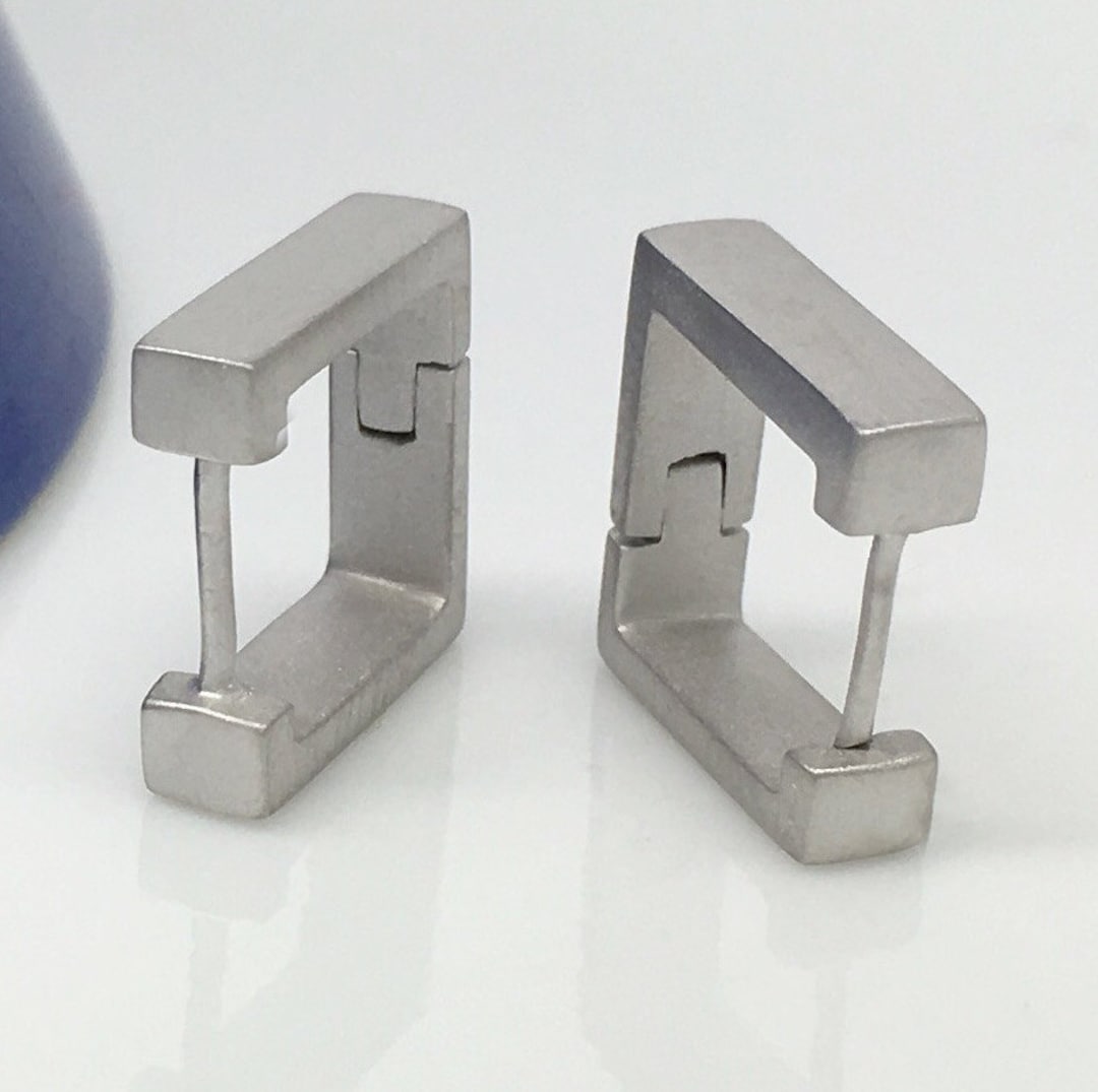 Men's Hoop Earrings, Atrium Coffer Square Hoop Earrings, Huggie Hoops ...