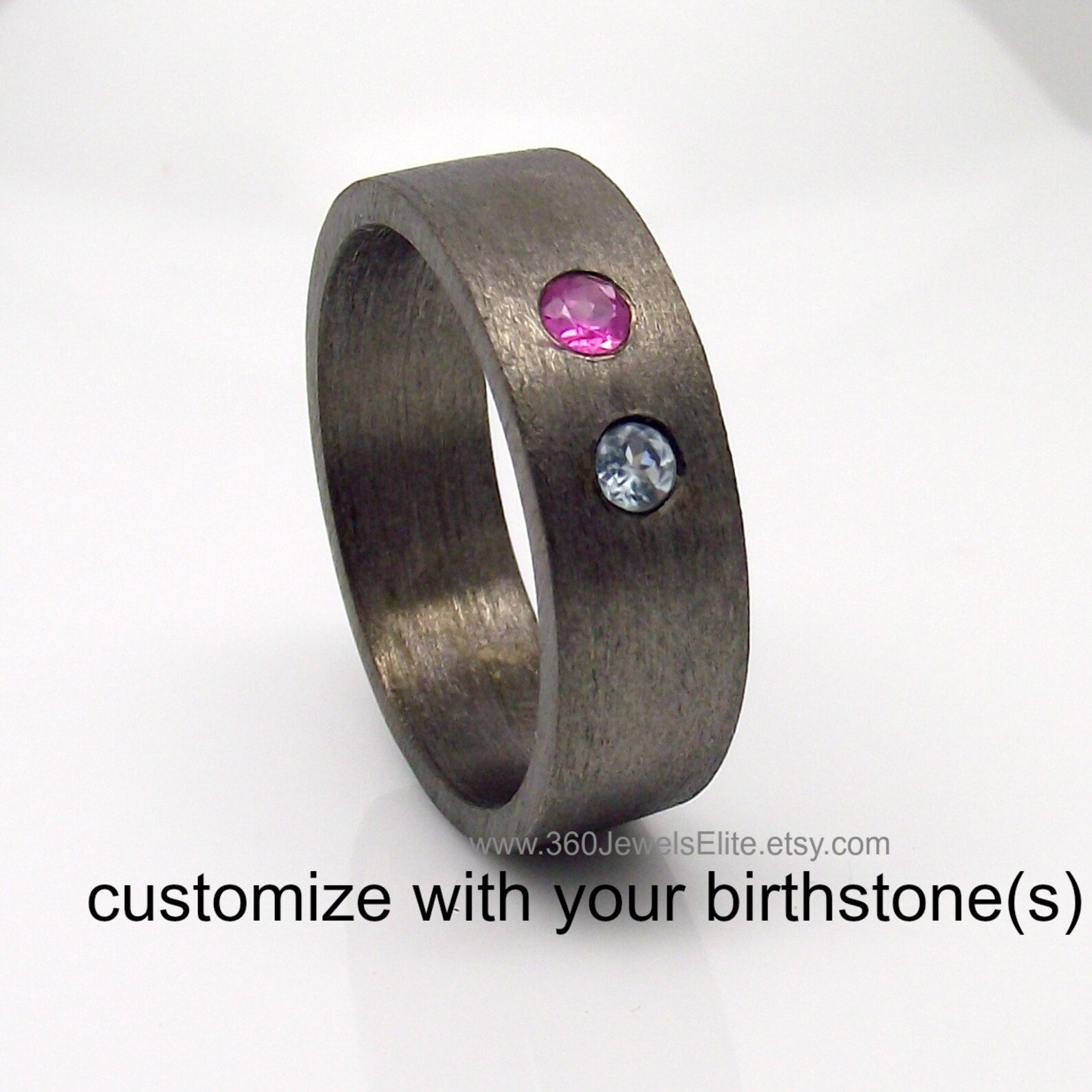 Birthstone ring wide wedding band January February March | Etsy