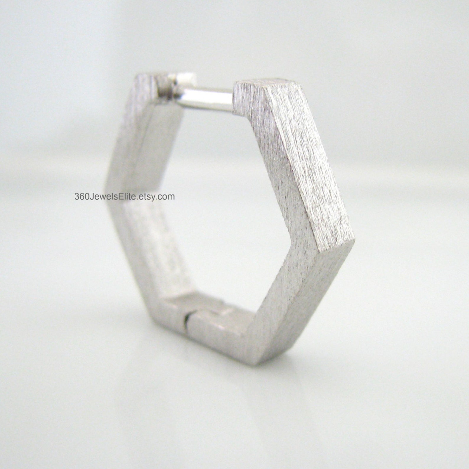 Conch Piercing Earring, Hexagon Mens Earring, Silver Earring, Etsy ...